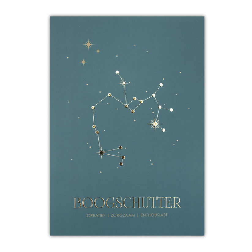 Sterrenbeeld poster - Boogschutter - Warm blauw – Leukigheidjes